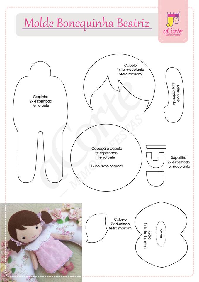 Molde de Boneca em Feltro