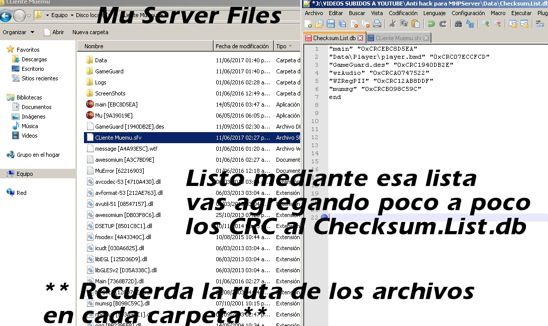 Checksum de MHP Antihack con Rapid CRC Unicode Portable