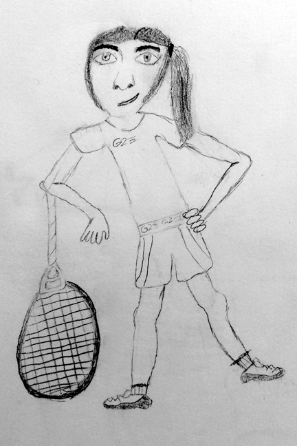 Big Turtle SDC: Pencil Sketch-Tennis Girl