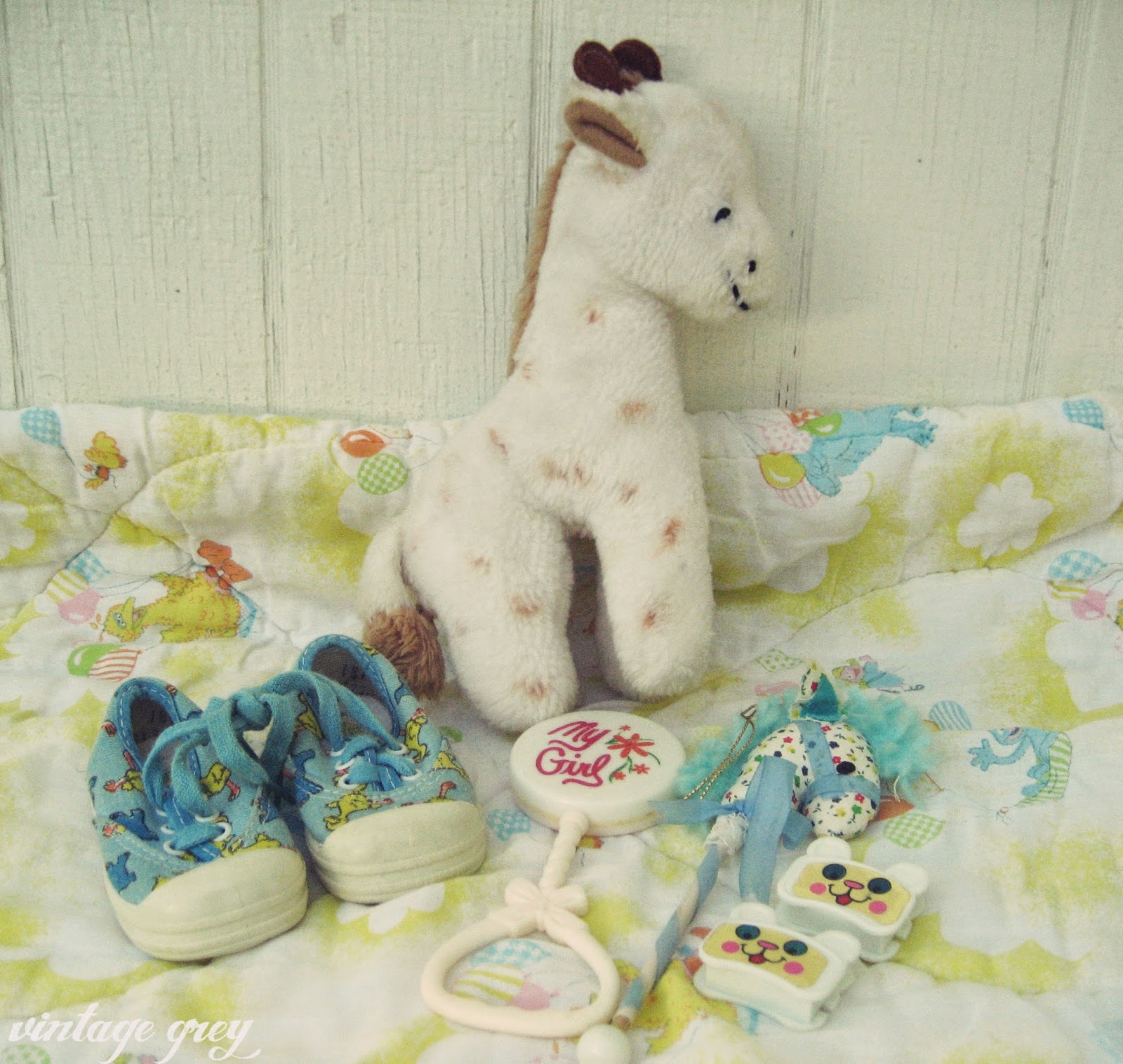 vintage grey: a pretty pinwheel and my baby things