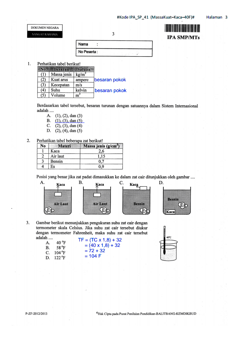 Soal dan Pembahasan UN IPA Paket 41 Kelas 9 SMP TA 2012/2013 | Kumpulan Soal dan Prediksi Ujian ...