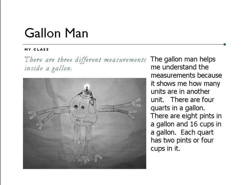 The Two Ts....technology and teaching...(and more...): Gallon Man Project
