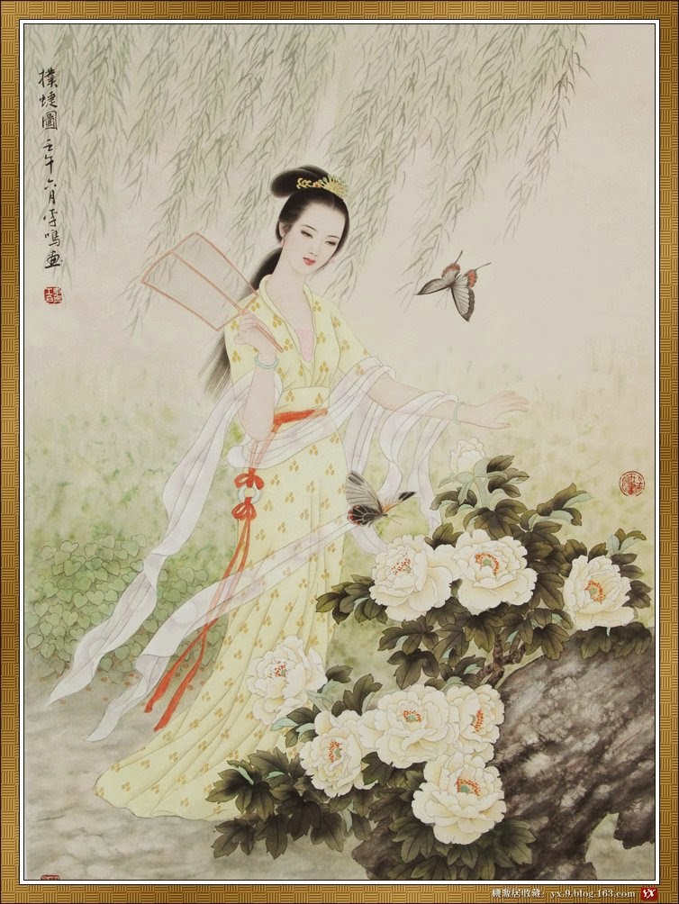Chinese style: Traditional Chinese realistic painting of beautiful women