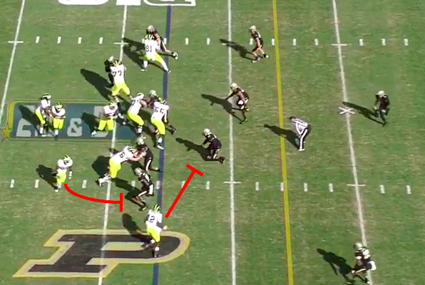 Burgeoning Wolverine Star: Wide receiver blocking on jet sweep