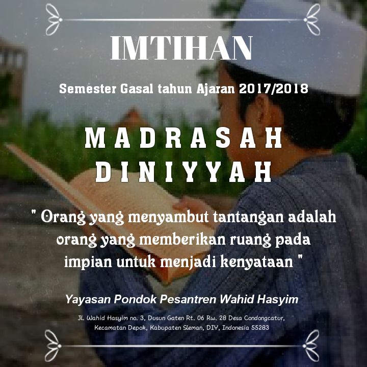 Jadwal Imtihan Semester Gasal 2017 - Madrasah Diniyah