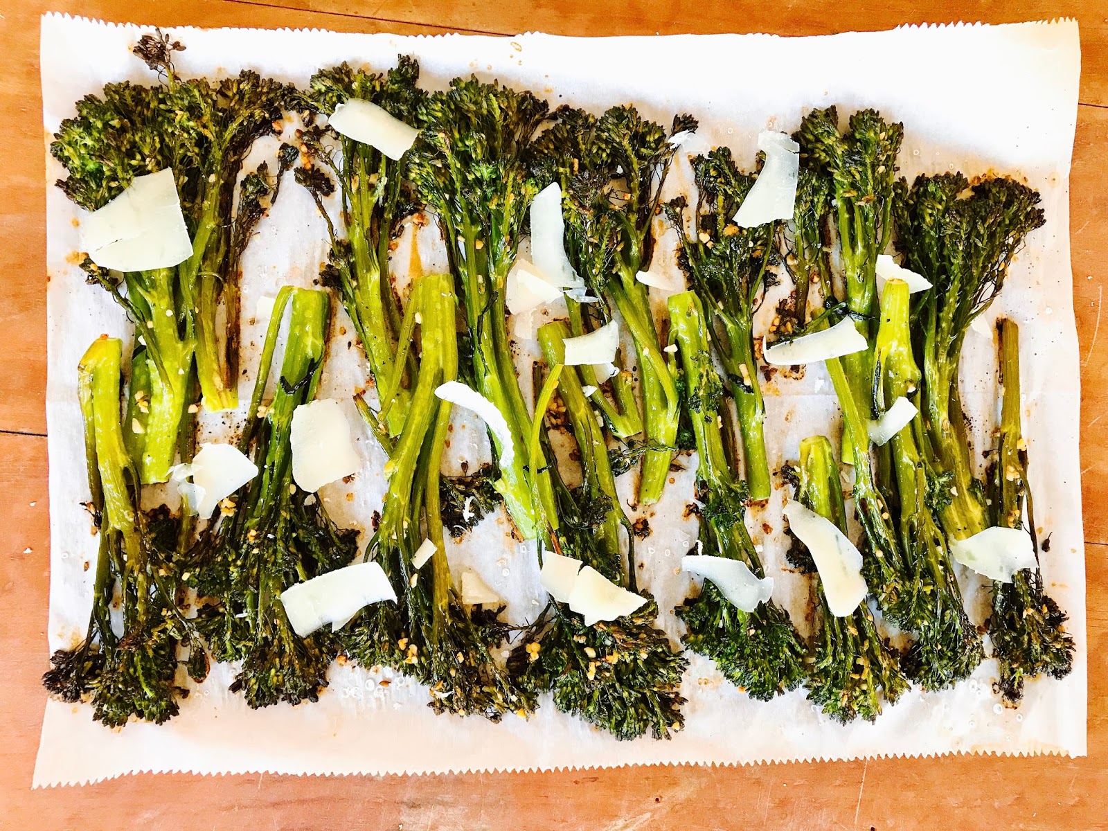 Roasted Garlic-Butter Broccoli Rabe with Shaved Parmesan
