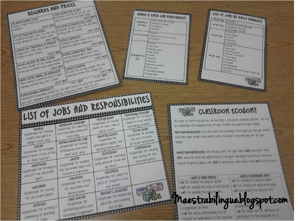 Maestra Bilingüe: Classroom Economy (with printables!)