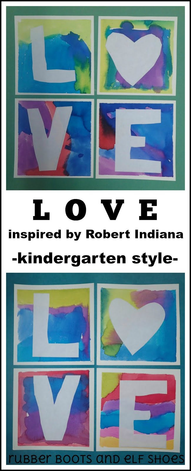 LOVE paintings - inspired by Robert Indiana - rubber boots and elf shoes