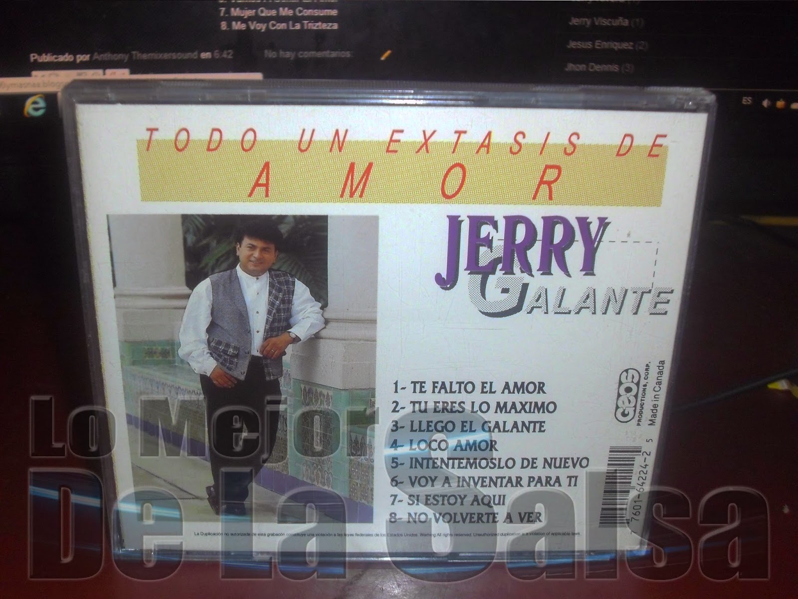 Lo Mejor de La salsa: Jerry Galante - Todo Un Extasis De Amor - 1995