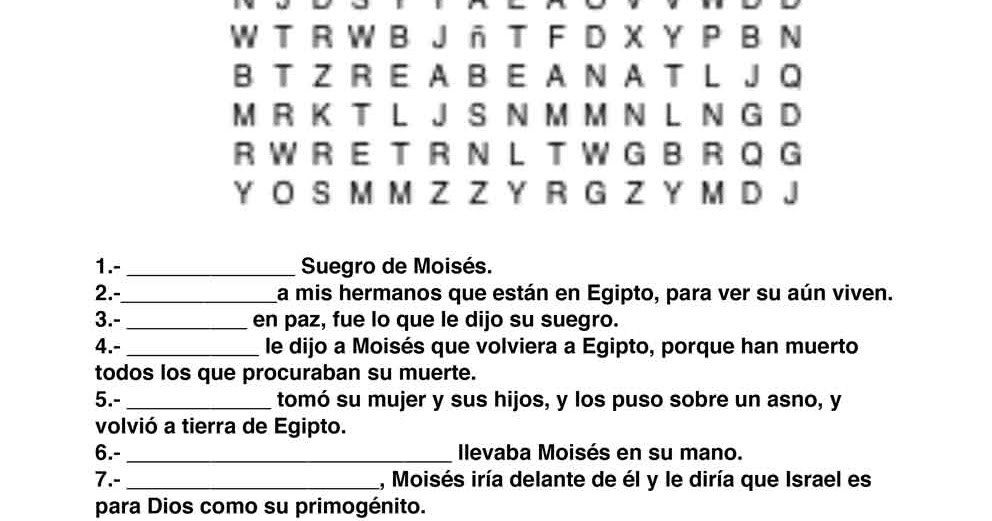 A la escuela Dominical: Sopa de letras - Moises