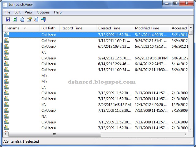 daniel share: JumpListsView : view folder and hardisk