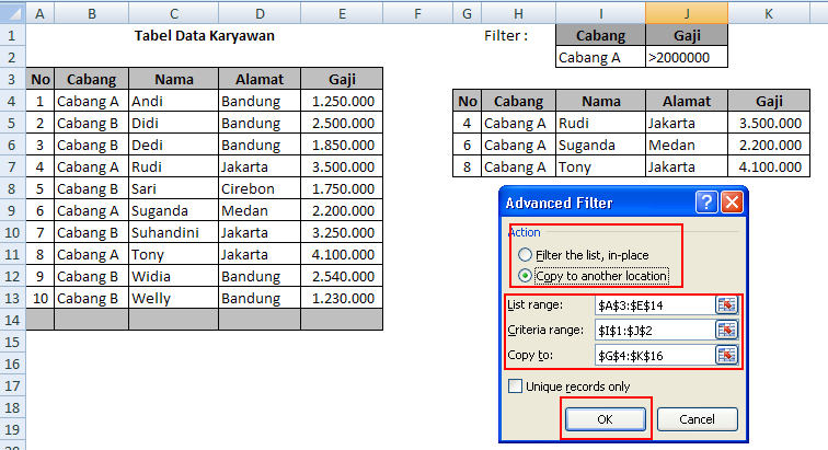 Cara Filter Ms Excel