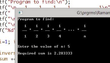 Geeky Circle!: C Program to Determine the Sum of Harmonic Series - Source Code