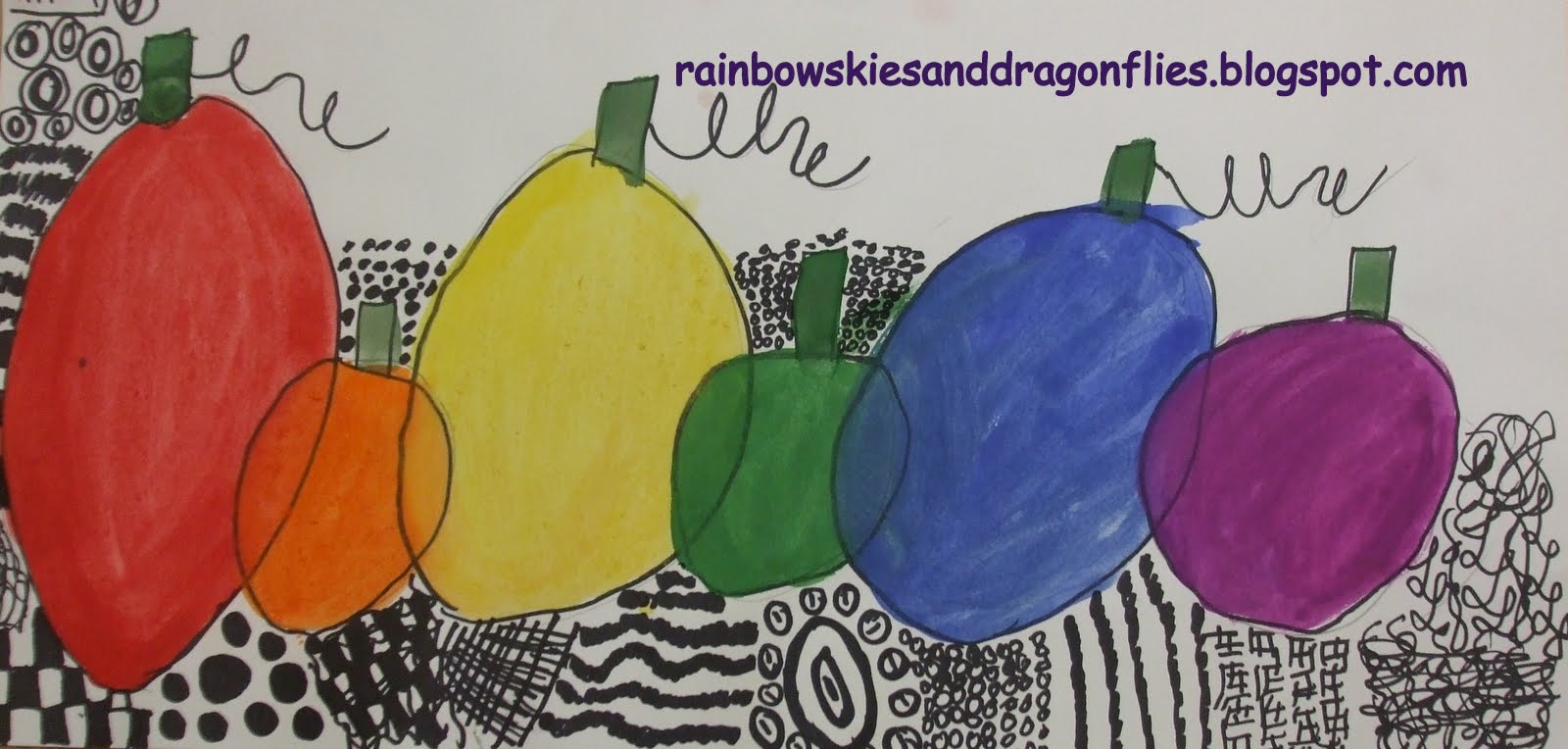 Rainbow Skies & Dragonflies: Color Wheel Pumpkins & Zentangle - 4th Grade