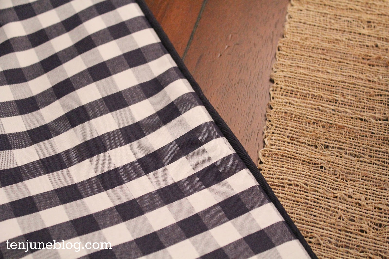 Ten June: DIY Footstool / Ottoman Slip Cover with Piping Tutorial