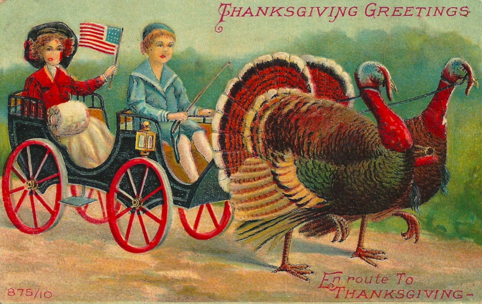 My Favorite Animal Postcards: En Route to Thanksgiving, Turkeys as Horses