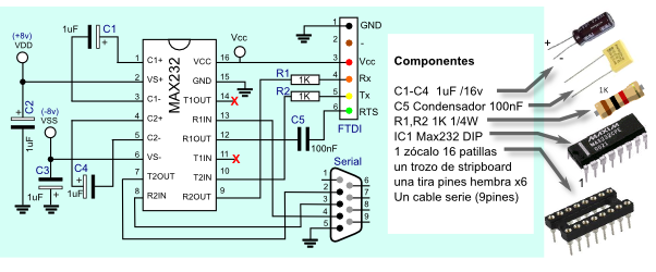 Txapuzas electrónicas: PaperRS232: Convertidor RS232-TTL para Paperduino