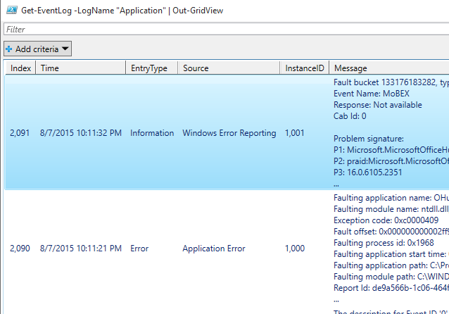 Higgins Powershell Tips And Tricks Use Powershell Event Viewer With Gui
