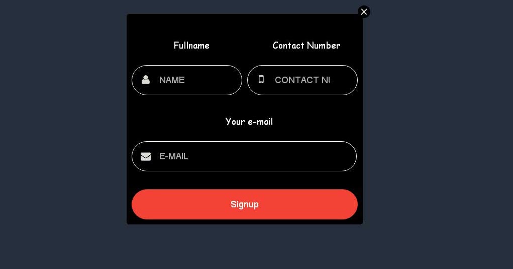 Display Feedback form in popup box on page load with the help of Javascript, Html and Css