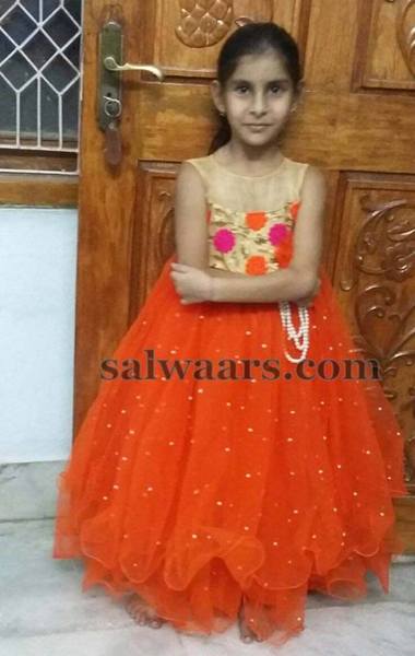 Two Layers Orange Frock - Indian Dresses