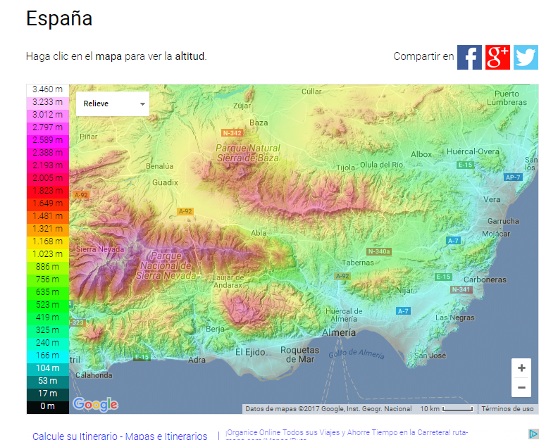 Garófano Geografía 3º : Mapa de altimetria
