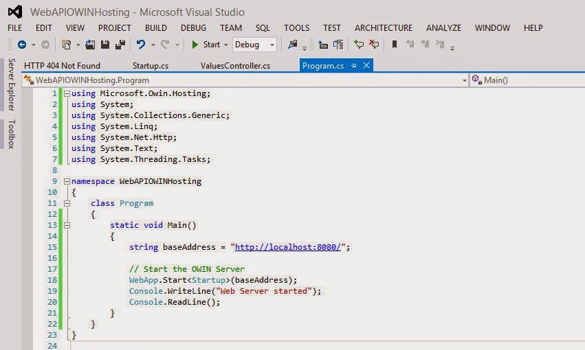 .netfreak: WebAPI self hosting using OWIN