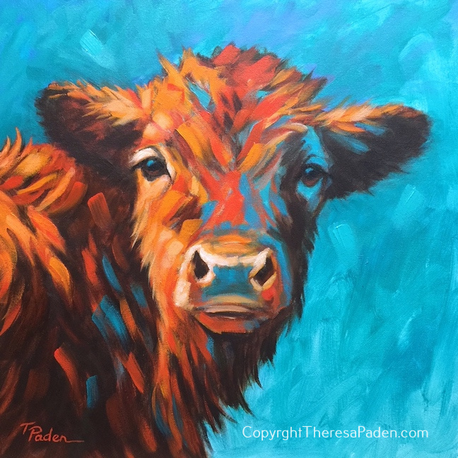 California Artwork: Contemporary Western Art Cow Painting by Theresa Paden