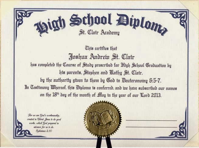 1990 High School Diploma Sample