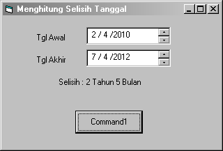 Menghitung Selisih Tanggal Dengan Visual Basic 6.0 ~ Belajar Online Bareng
