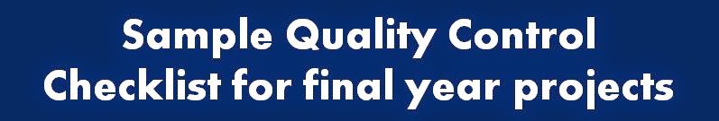 Sample quality control checklist for final year projects | Department ...