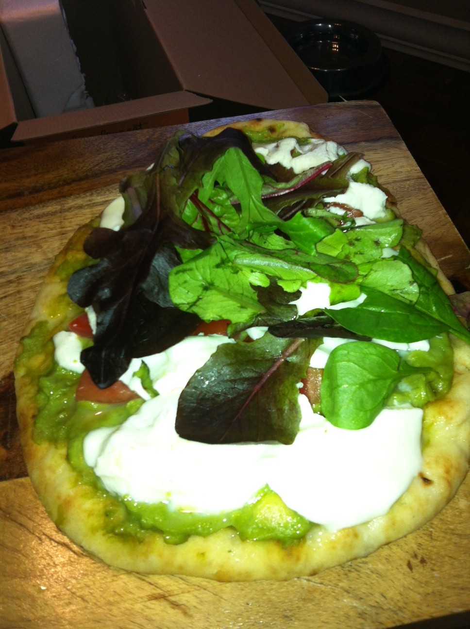 Live * Laugh * Eat: Miguel's Naan with Guacamole Pizza