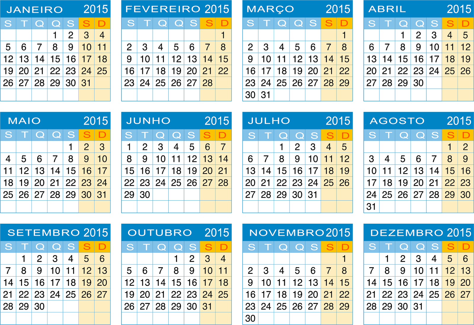 Calendrio 2015 Para Imprimir Grtis