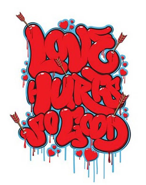 Graffiti Mural2012: Graffiti Bubble Letters "Love Hurt so Good"