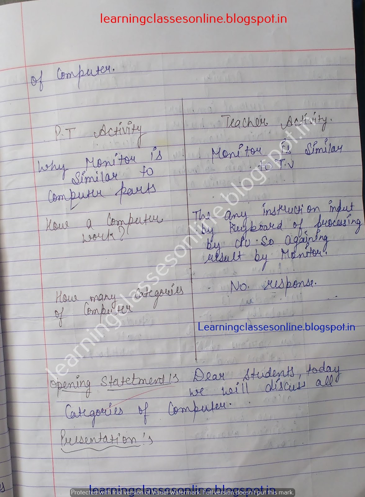 Lesson Plan For Computer Science For B Ed on categories of computer