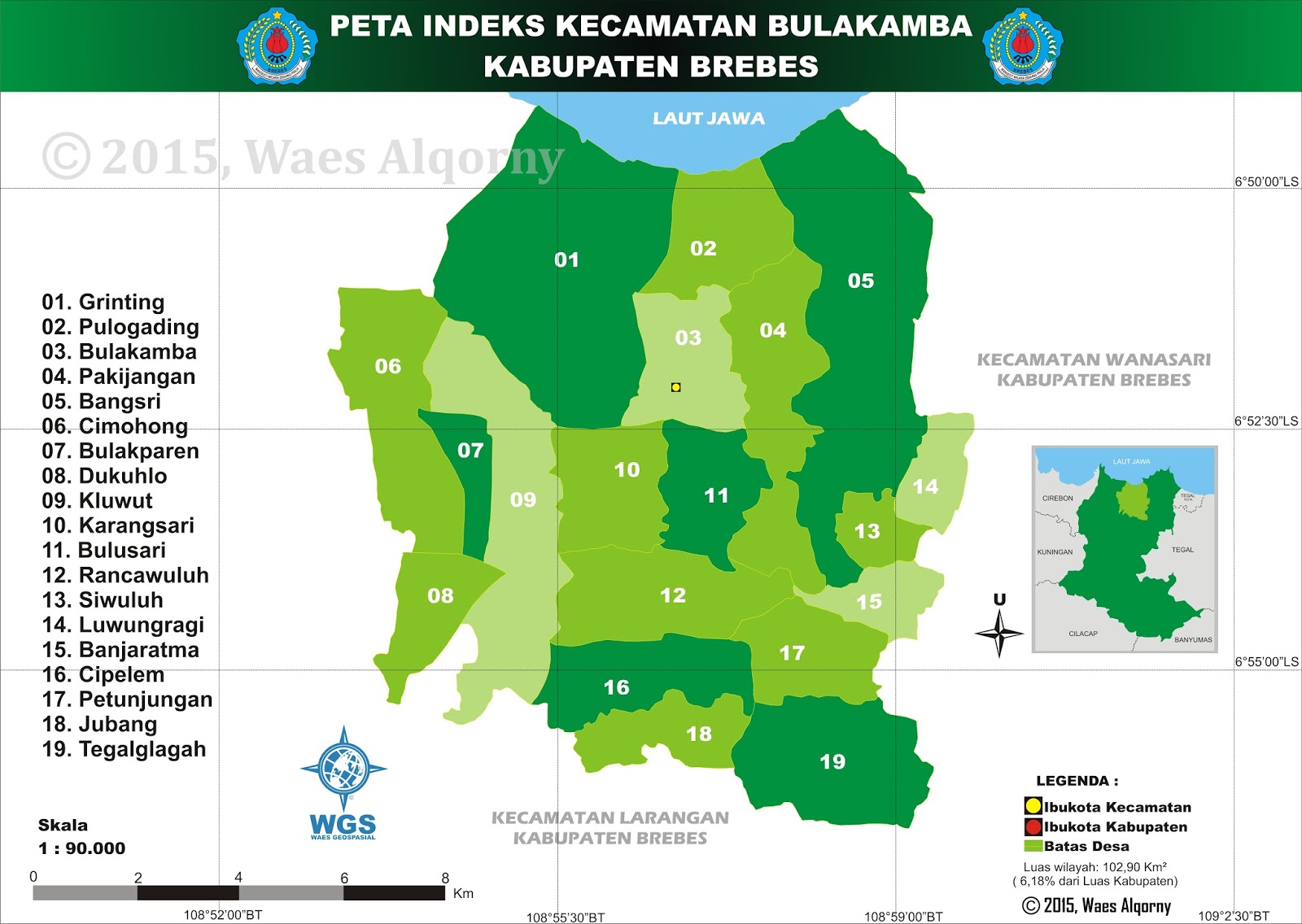 Peta Indeks Kecamatan Bulakamba - Brebes - Gudang Tutorial