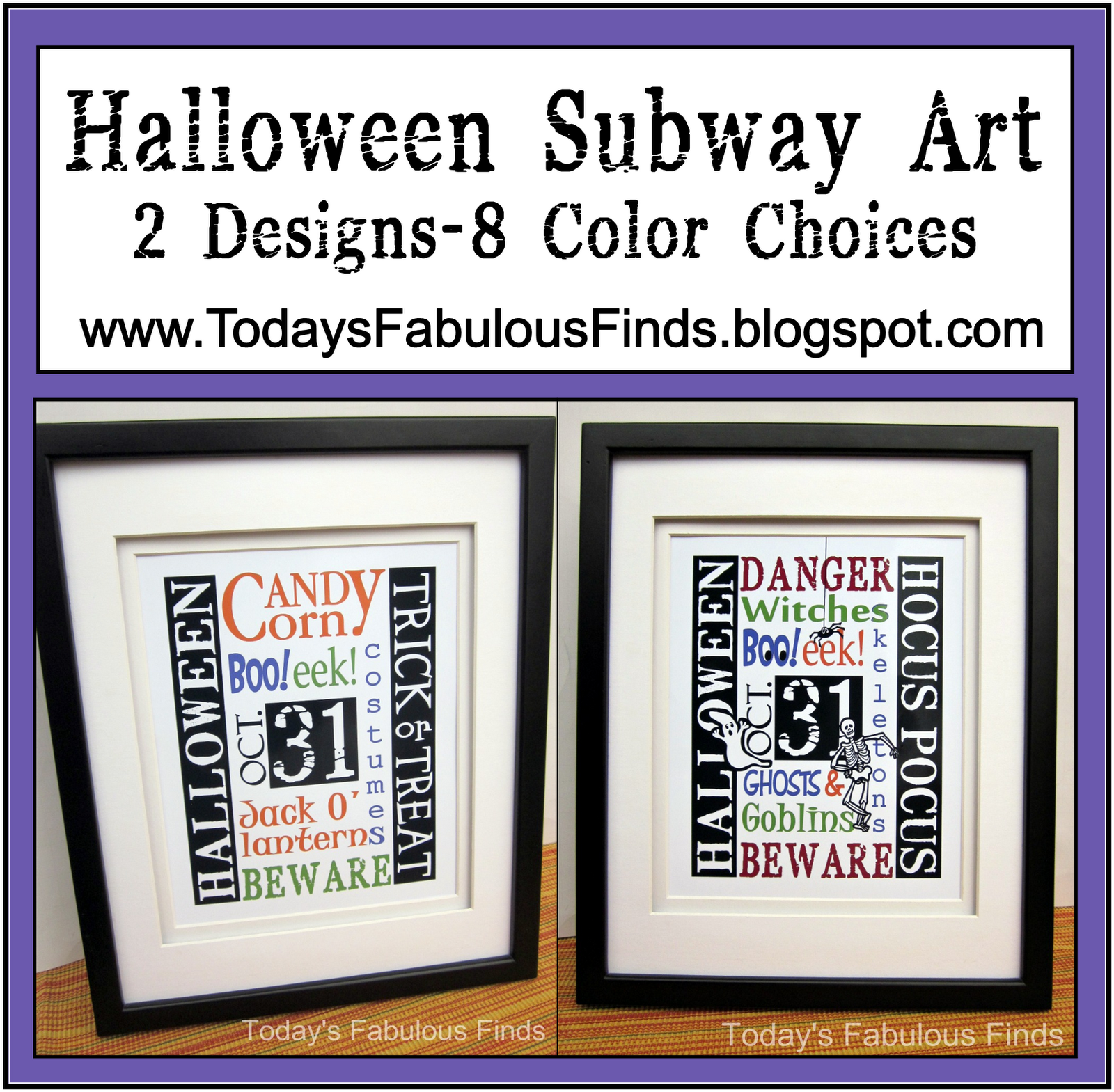 Today's Fabulous Finds: Halloween Subway Art Prints: 2 Fun Designs!