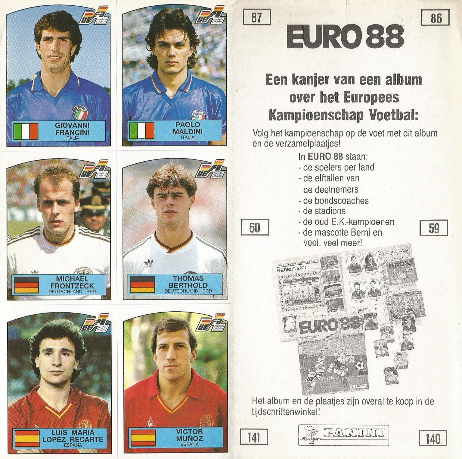 Football Cartophilic Info Exchange: Panini - Euro 88 (02) - 6-sticker ...