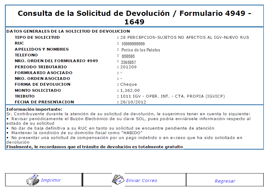 La Tributación en el Perú: Consultar Solicitud de Devolución de ...