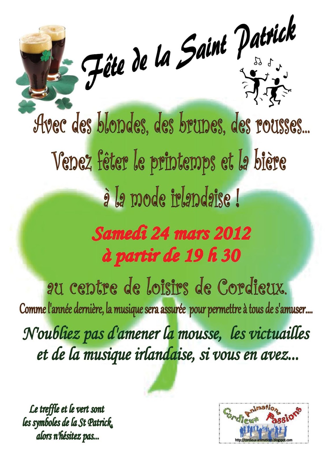 Cordieux Animations Passions: Fête de la Saint Patrick