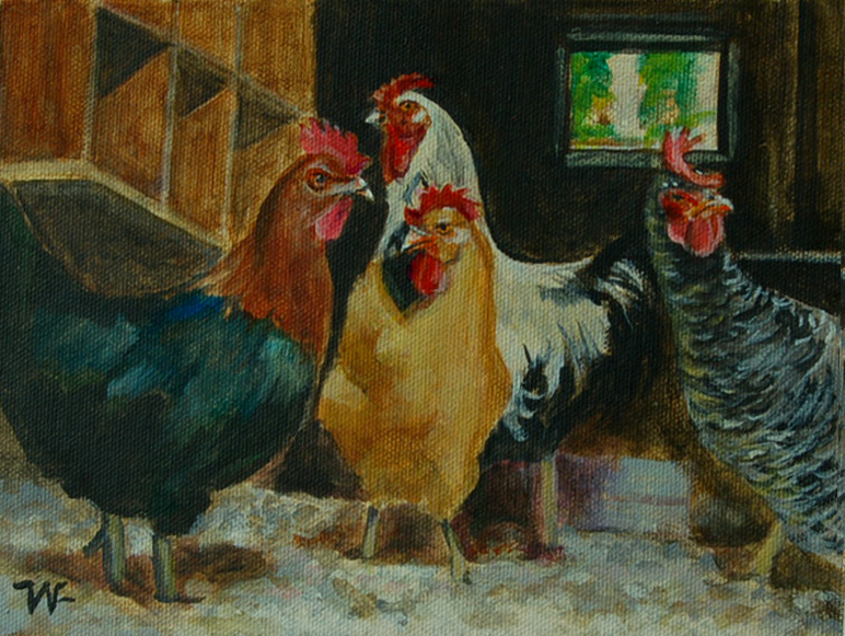 DAILY PAINTERS MARKETPLACE: An Acrylic Painting of a Flock of Chickens ...