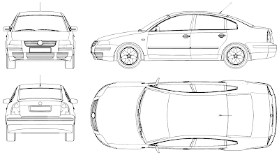 VW Cars - VW Passat: Volkswagen Passat Variant Wagon blueprint drawing