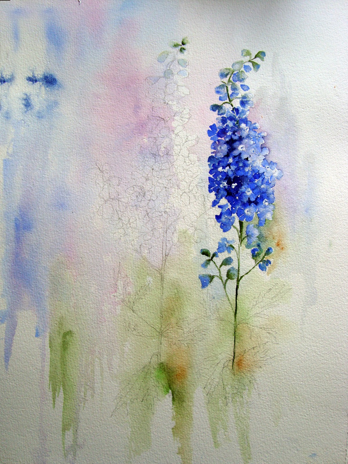 Watercolour Florals: Delphiniums
