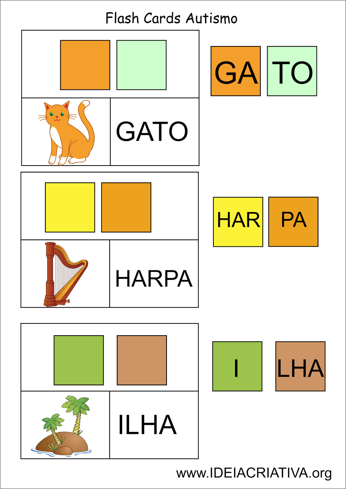 Flash Cards Letra Sílaba Autismo | Ideia Criativa - Gi Carvalho ...
