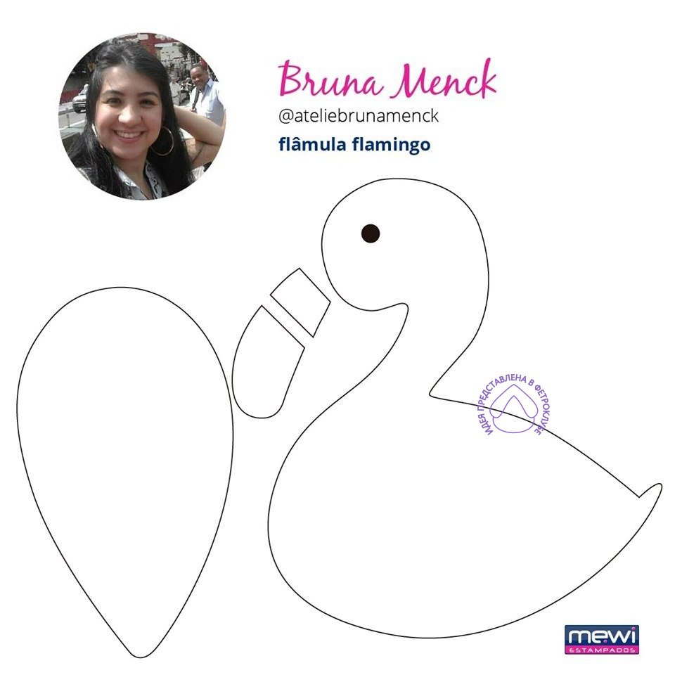 Flamula Flamingo Molde de feltro - Feltro e moldes para artesanato