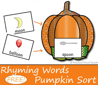 {FREE} Pumpkin Sorting Rhyming Words Game | Preschool Powol Packets