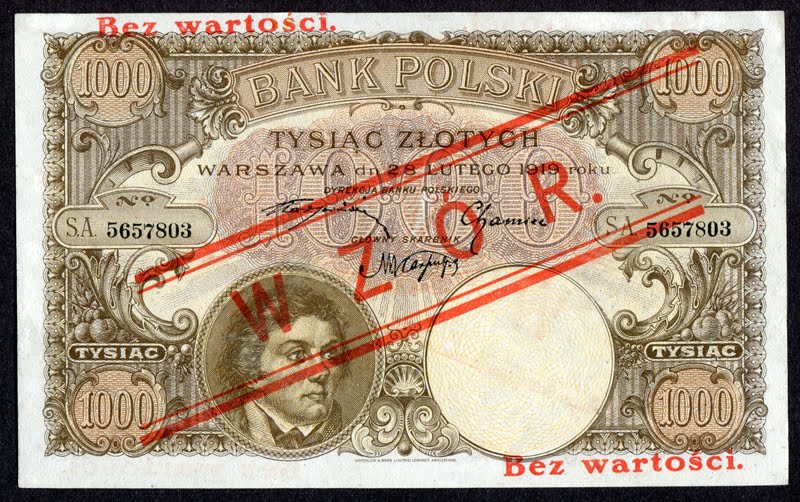 Poland 1000 Zlotych banknote 1919 Tadeusz Kosciuszko|World Banknotes ...
