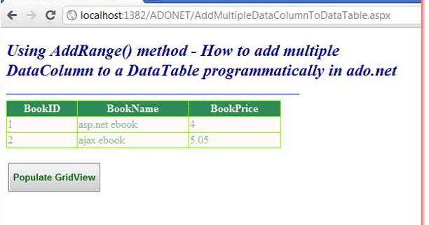 c# - How to add multiple columns at once to a DataTable