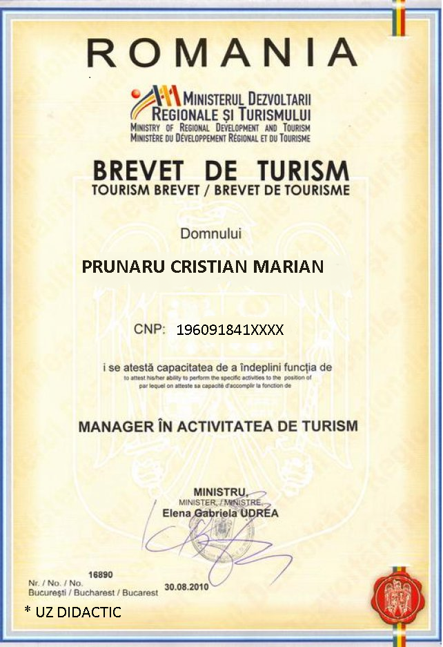 FE TOURISM CLASS SRL: Brevetul de Turism