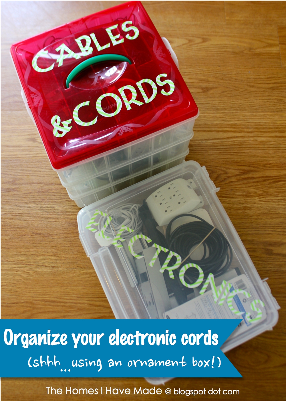 Organize Your Cords (using an ornament box!) - The Homes I Have Made