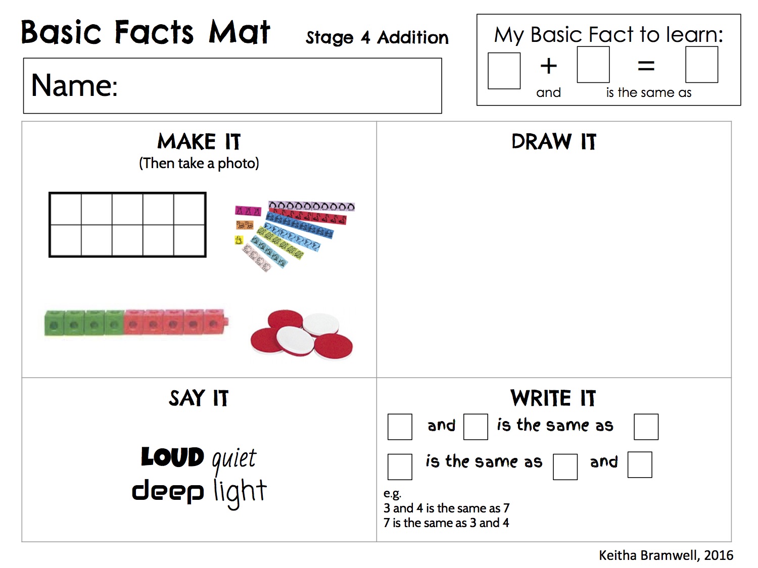 PPS Magic Math: Basic Facts Mat